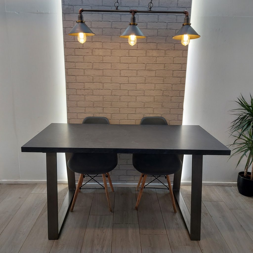 Concrete / Slate effect Modern Dining Table with A Frame Legs in High ...